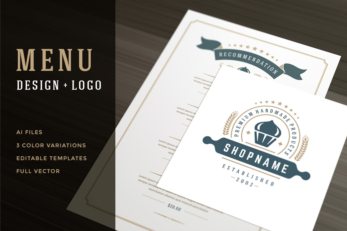 Restaurant Menu with Logo Design, a Brochure Template by Vasya Kobelev