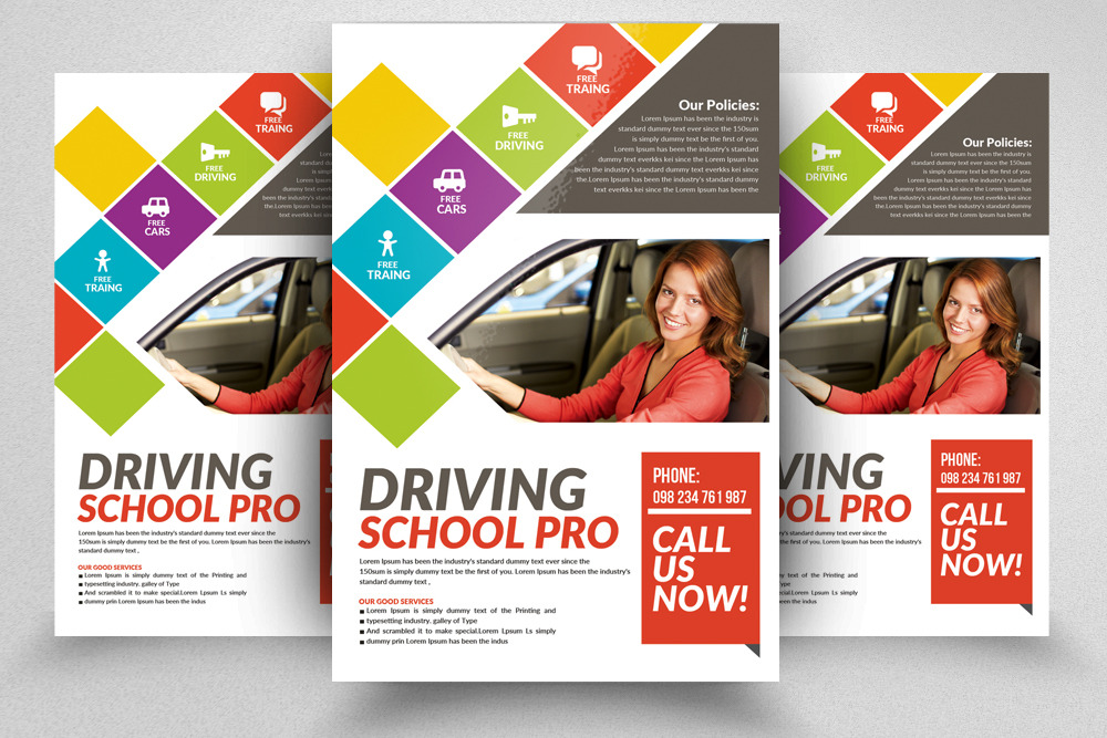 Driving School Flyers Templates, a Flyer Template by Psd Templates