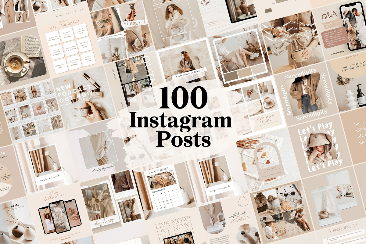 250 Neutral Instagram Post Templates