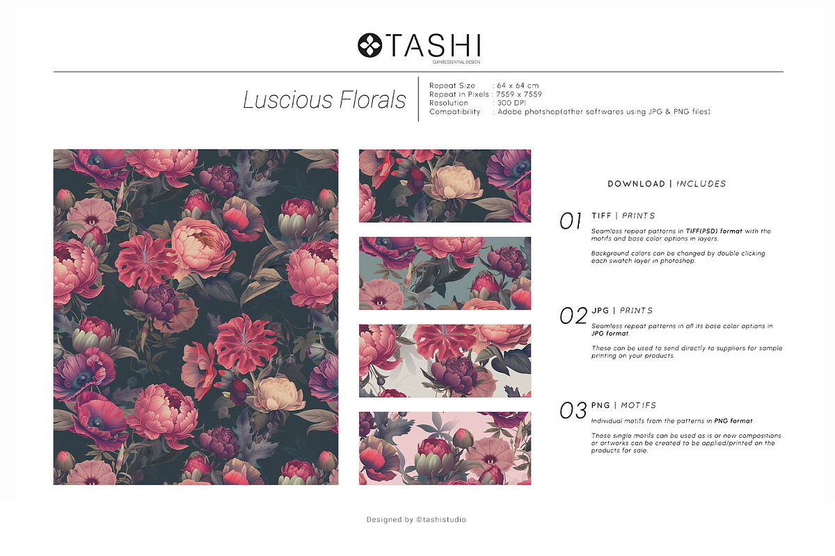 Luscious Florals luxury Bold Prints!, a Pattern Graphic by Pink Linen