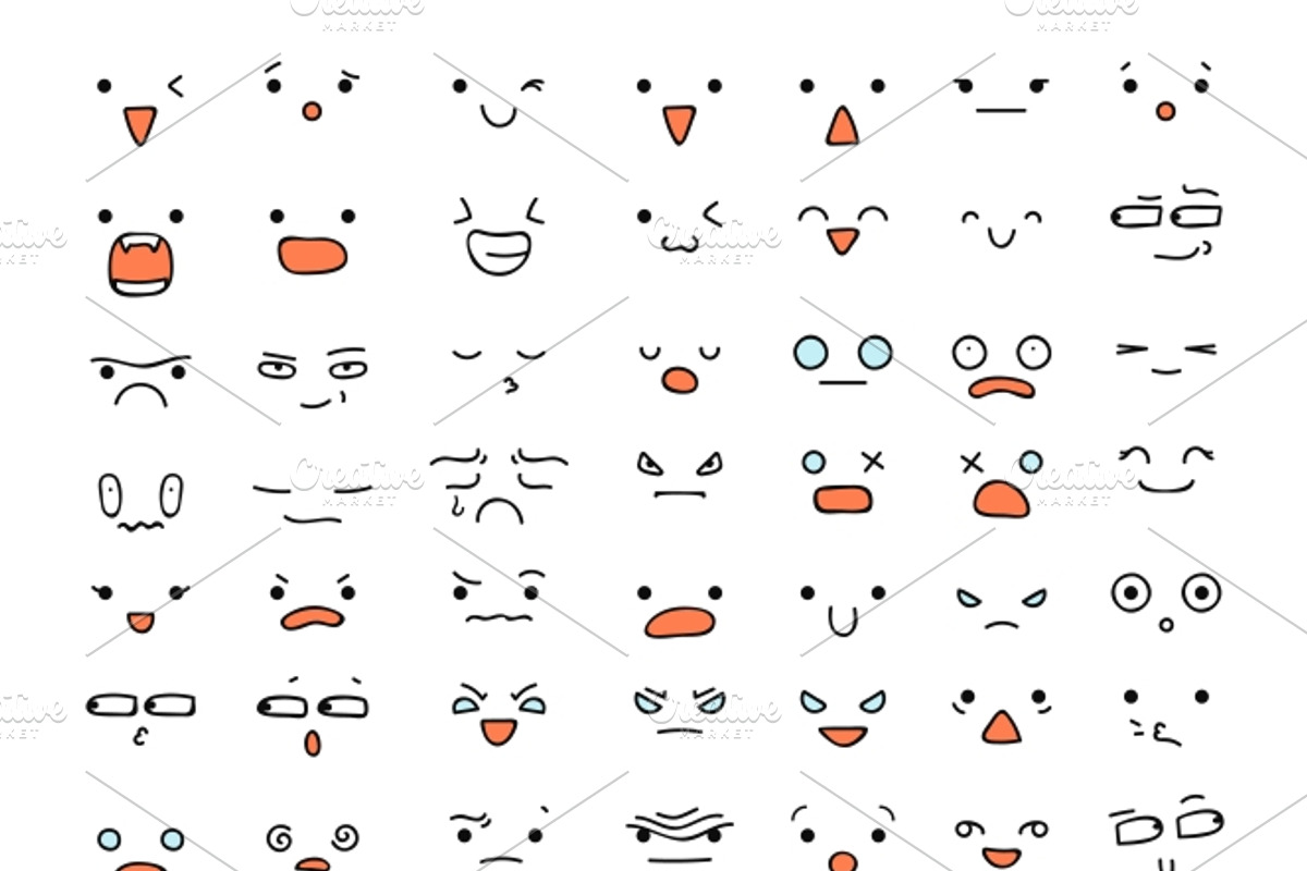 Big set of 63 pieces color emotions, an Emoji Icon by Modern vector