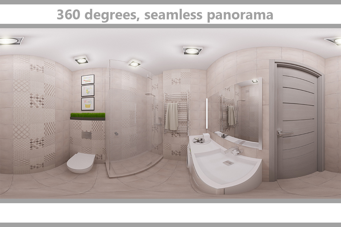360 vr seamless panorama of bathroom, a Decorative Illustration by ...