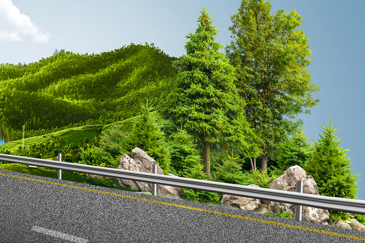 Green highway road isolated, an Illustration by Nomad