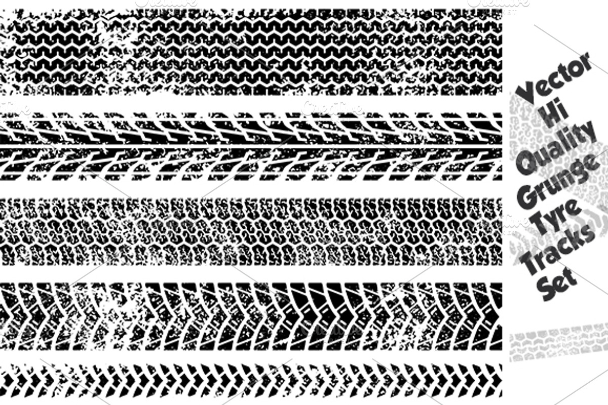 Grunge Tire Track Texture Set, a Texture Illustration by FourLeafLover
