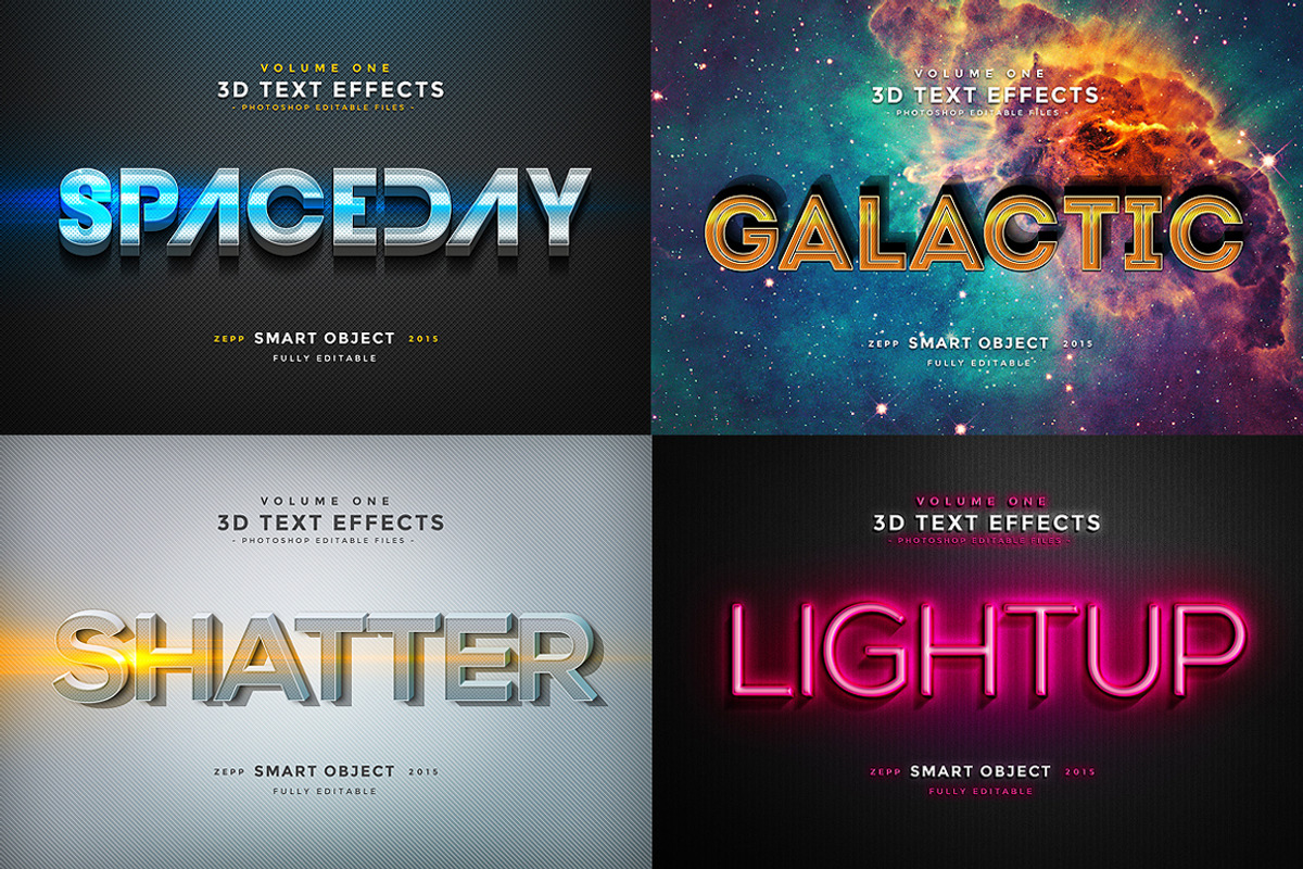 3D Text Effects Vol.1, a Brushes & More by Graphicdome