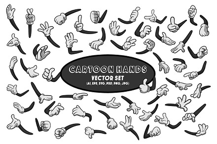 Retro cartoon gloved hands gestures | Illustrations ~ Creative Market