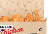 Kraft Chicken Box Mockup, a Packaging Mockup by VadimPetrov