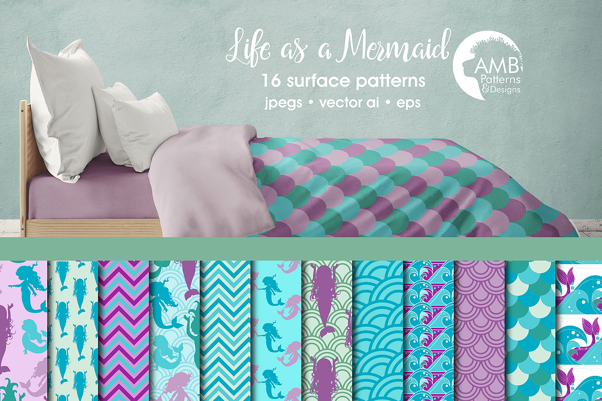 Mermaid Papers, AMB-1932, a Pattern Graphic by AMBillustrations