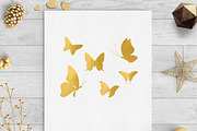 Gold foil butterflies clip art, an Illustration by palmettosvg