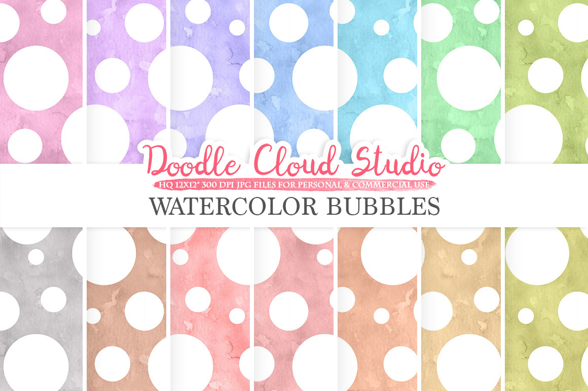 Watercolor Bubbles digital paper, a Pattern Graphic by Doodle Cloud Studio