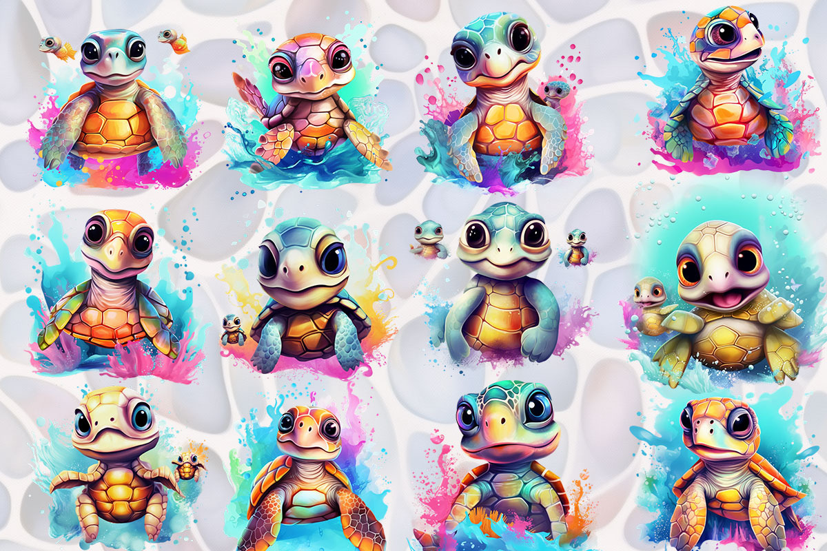 Cute Turtle Sublimation Clipart, an Object Graphic by Pixxel_Studio