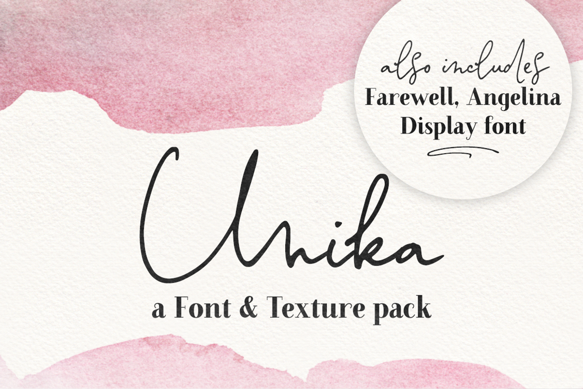Unika font and watercolor texture pack