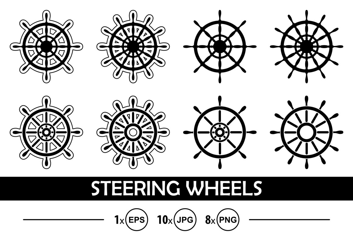 Vector set of ship steering wheels, an Object Graphic by MSA-Graphics