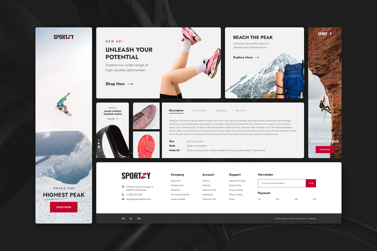 Sportswear E-Commerce Website Design, an UI Kit Template by peterdraw