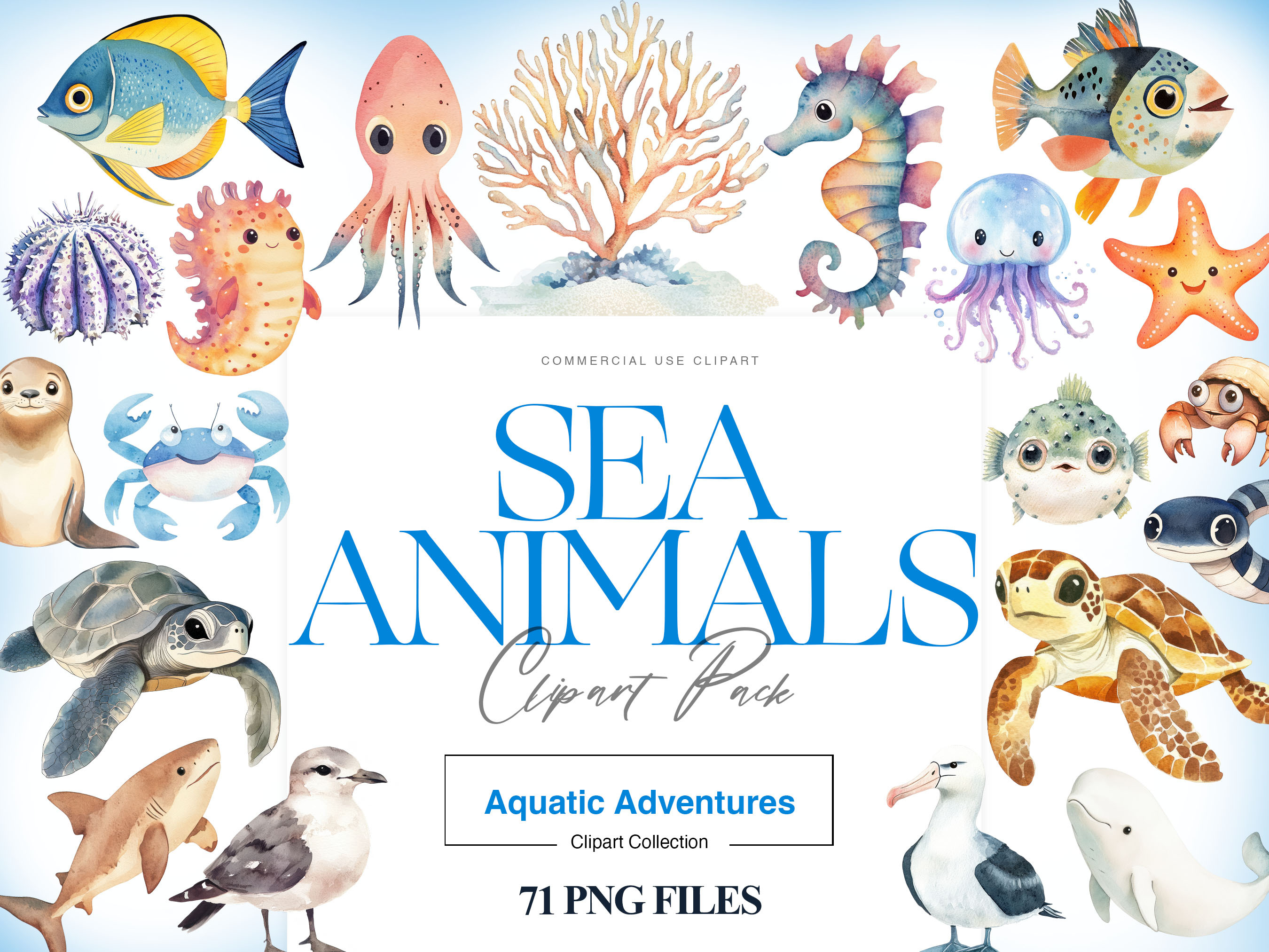 Sea Animals Clipart, Ocean Animal PNG