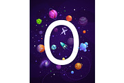 Cartoon space letter O font, an Illustration by Vector Tradition