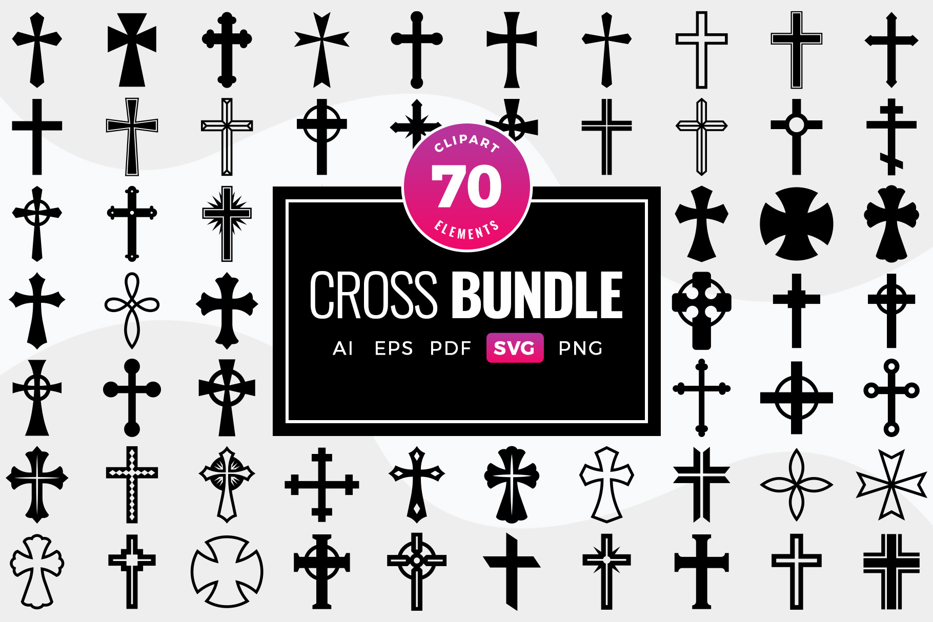 Cross Silhouette Clipart Bundle, an Object Graphic by P.F. Creative Lab