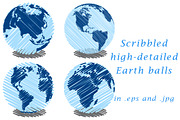 Scribbled high-detailed Earth balls | Texture Illustrations ~ Creative ...