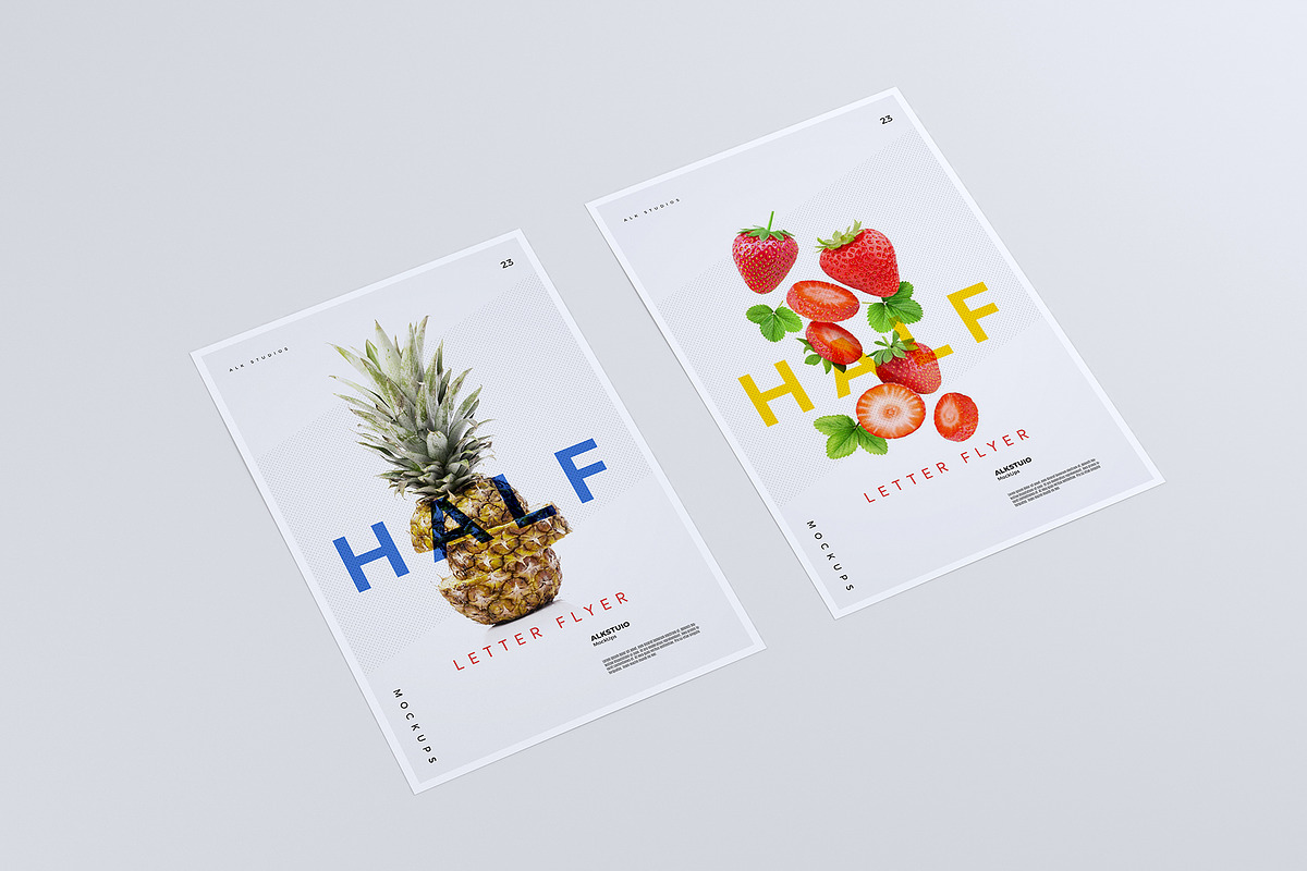 Half Letter Flyer Mockup, a Print Template by AlkStudio