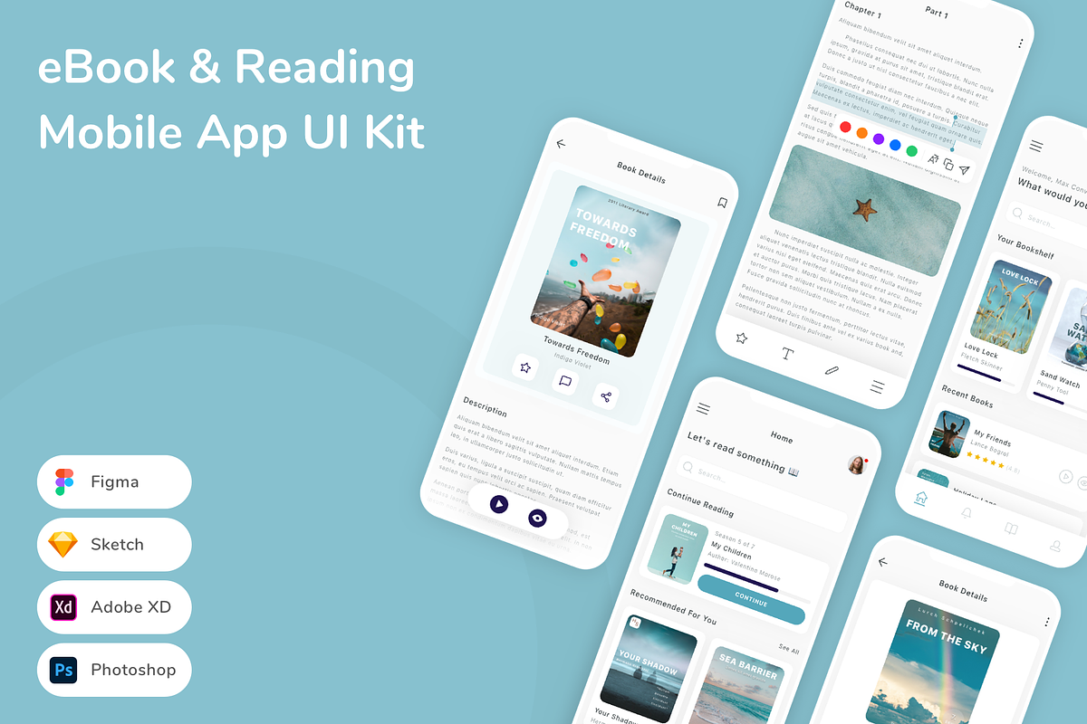 eBook & Reading App UI Kit, an UI Kit Template by Betush