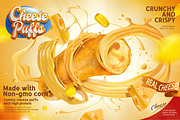 Cheese puffs ads | Flyer Templates ~ Creative Market