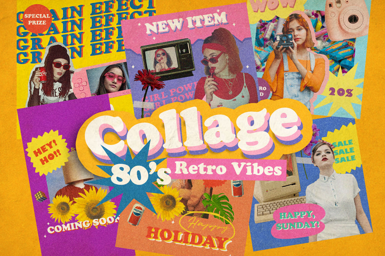 Retro Collage 80's Instagram Pack, a Social Media Template by Dirtytemp ...