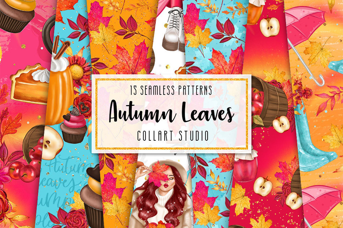 Autumn digital paper, fall seamless, a Pattern Graphic by Collart Studio