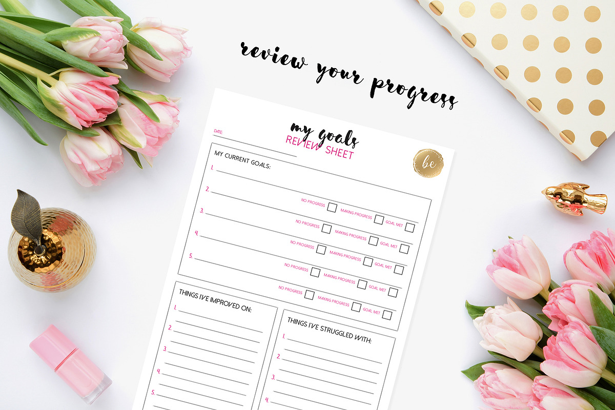 2019 Yearly Goal Planner - Printable, a Stationery Template by Be Iconic