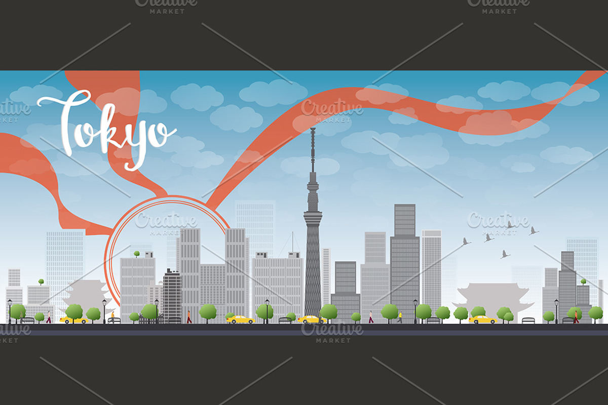 Tokyo skyline with skyscrapers, a Work Illustration by Booblgum ...