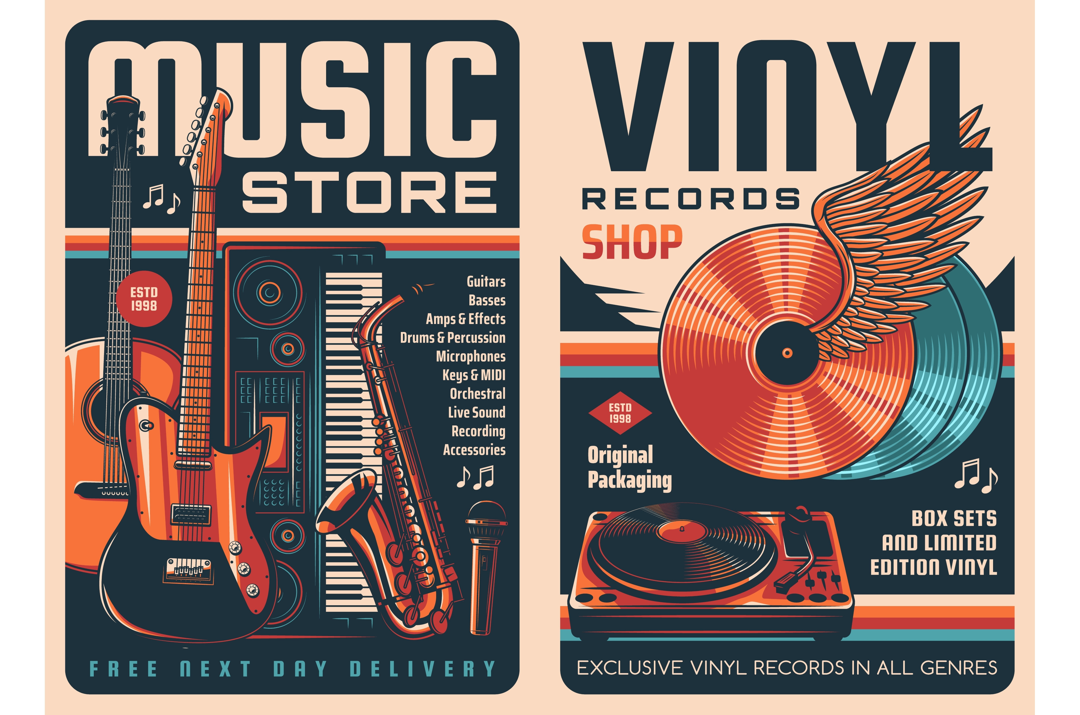 vinyl records and music store, an Illustration by Vector Tradition