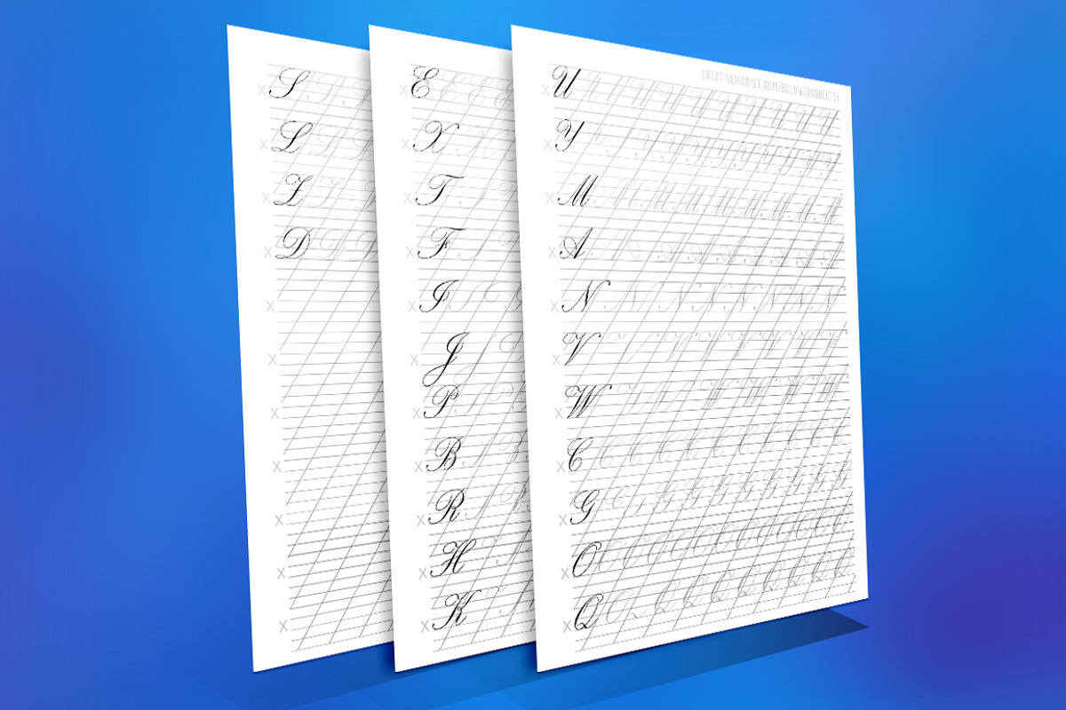 Capital letters of Copperplate, a Stationery Template by Good Worksheets
