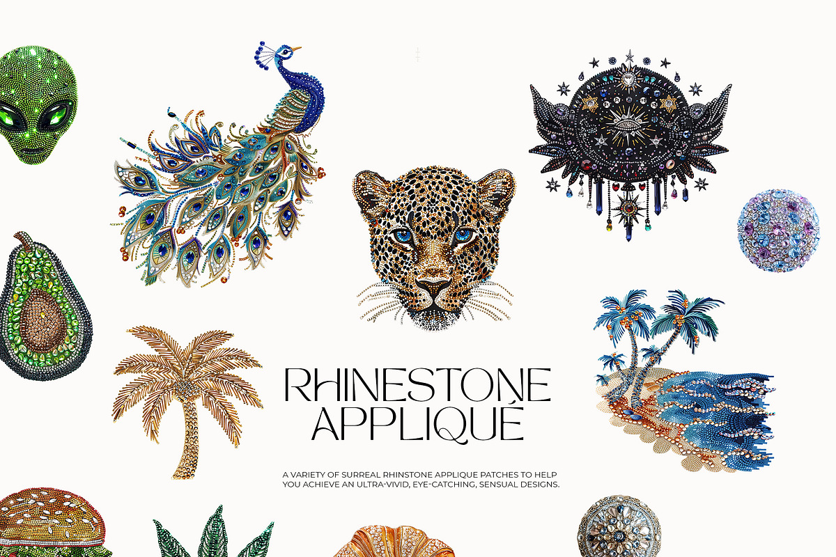Rhinestone Appliqué Collage Patches