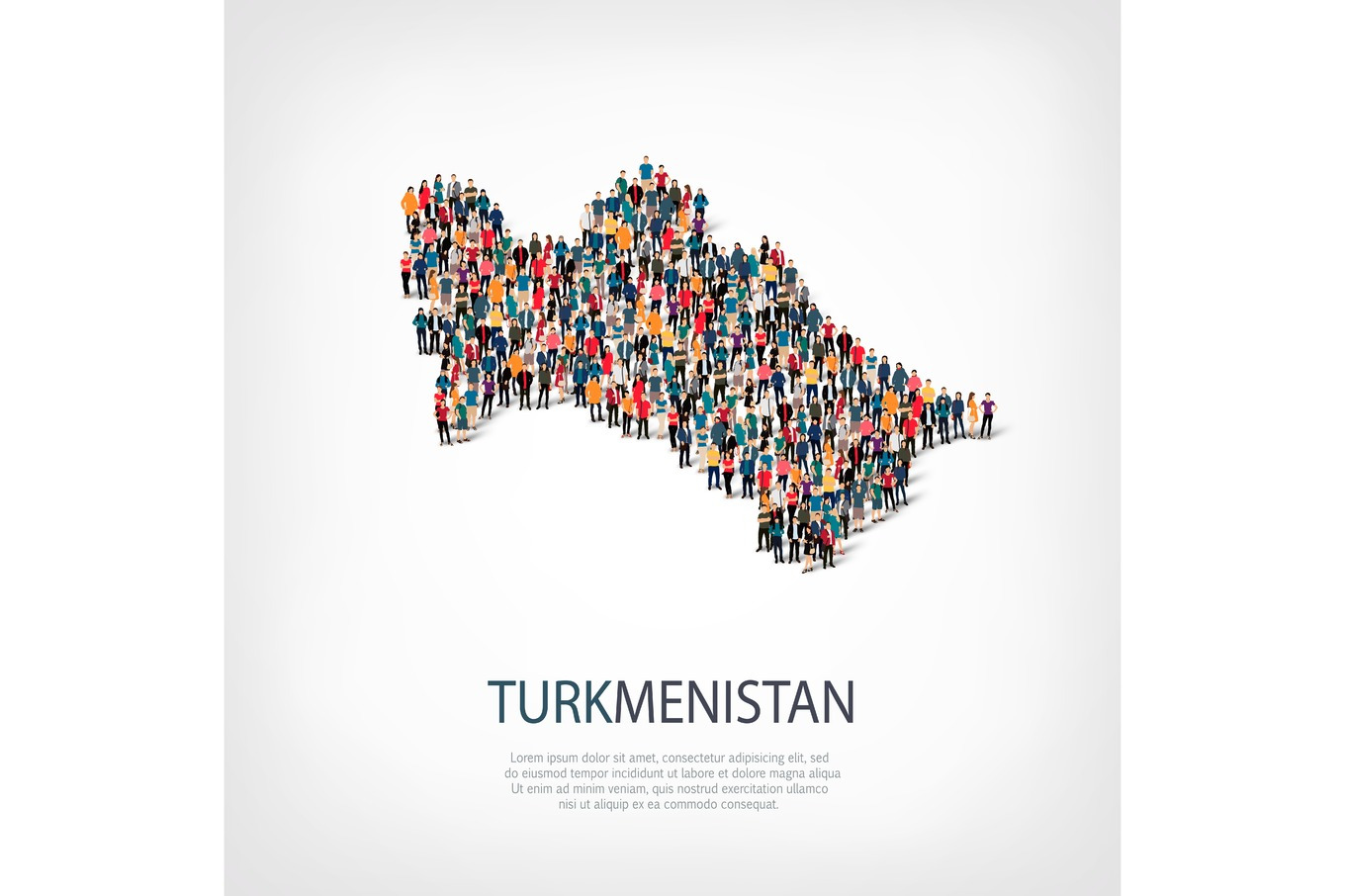 people map country Turkmenistan vector, a Person Illustration by 3D Tai
