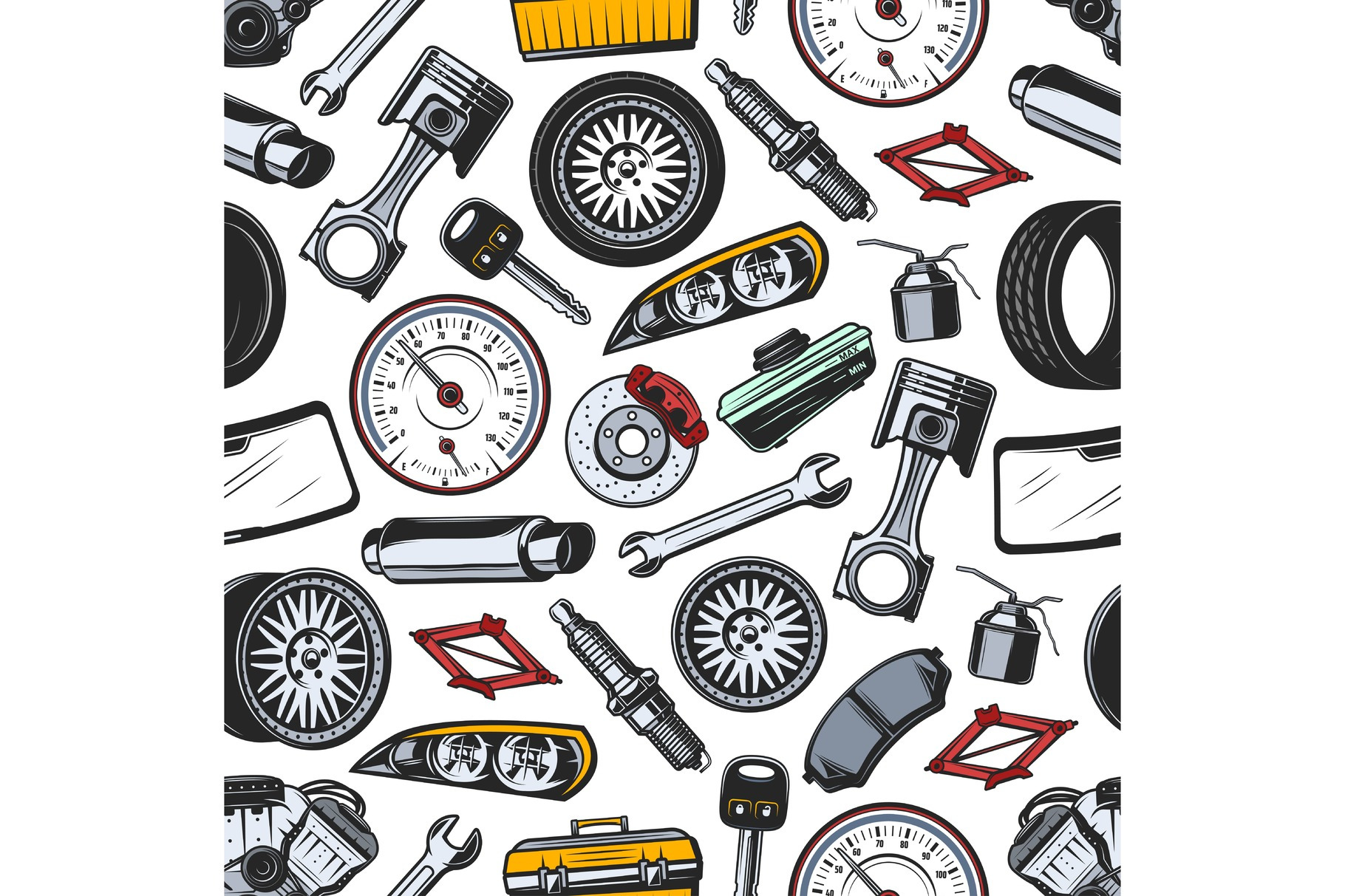 Spare parts seamless pattern | Transportation Illustrations ~ Creative ...