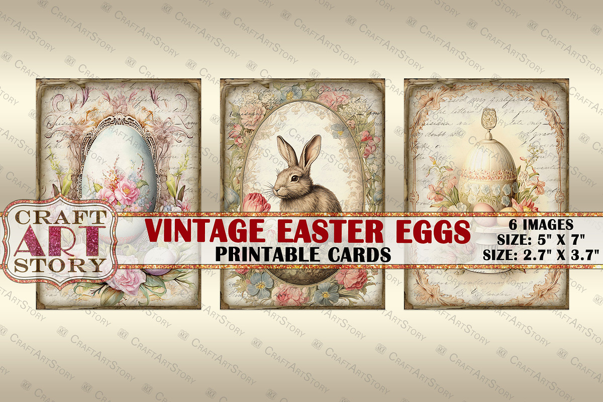 Easter eggs Collage picture cards, an Object Illustration by CraftArtStory
