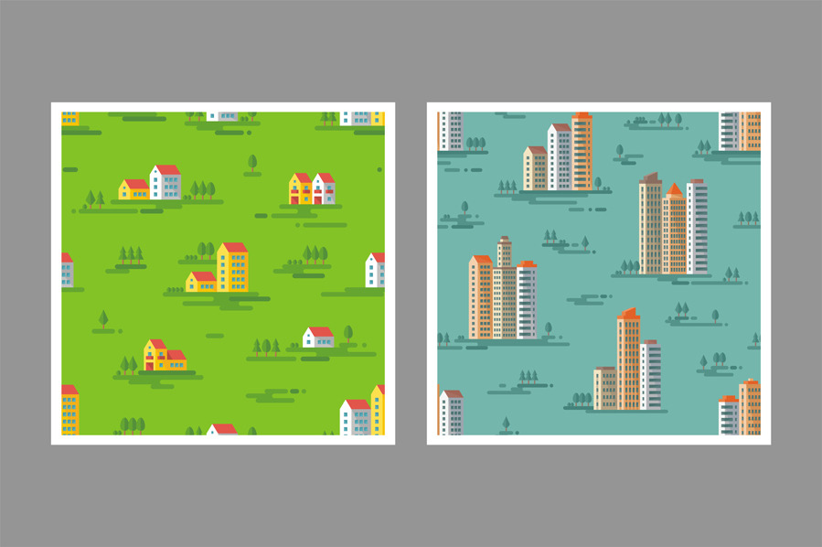 Cityscapes Seamless Pattern, a Pattern Graphic by serkorkin