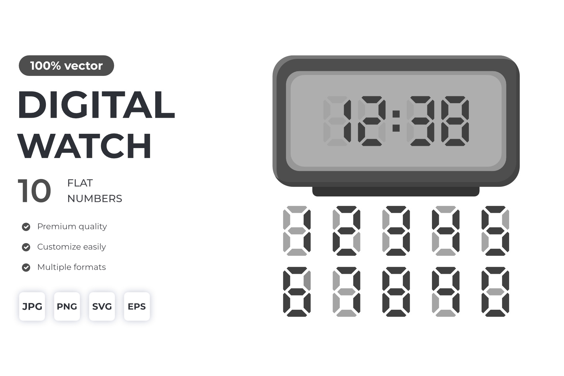Digital alarm clock illustration | Creative Market