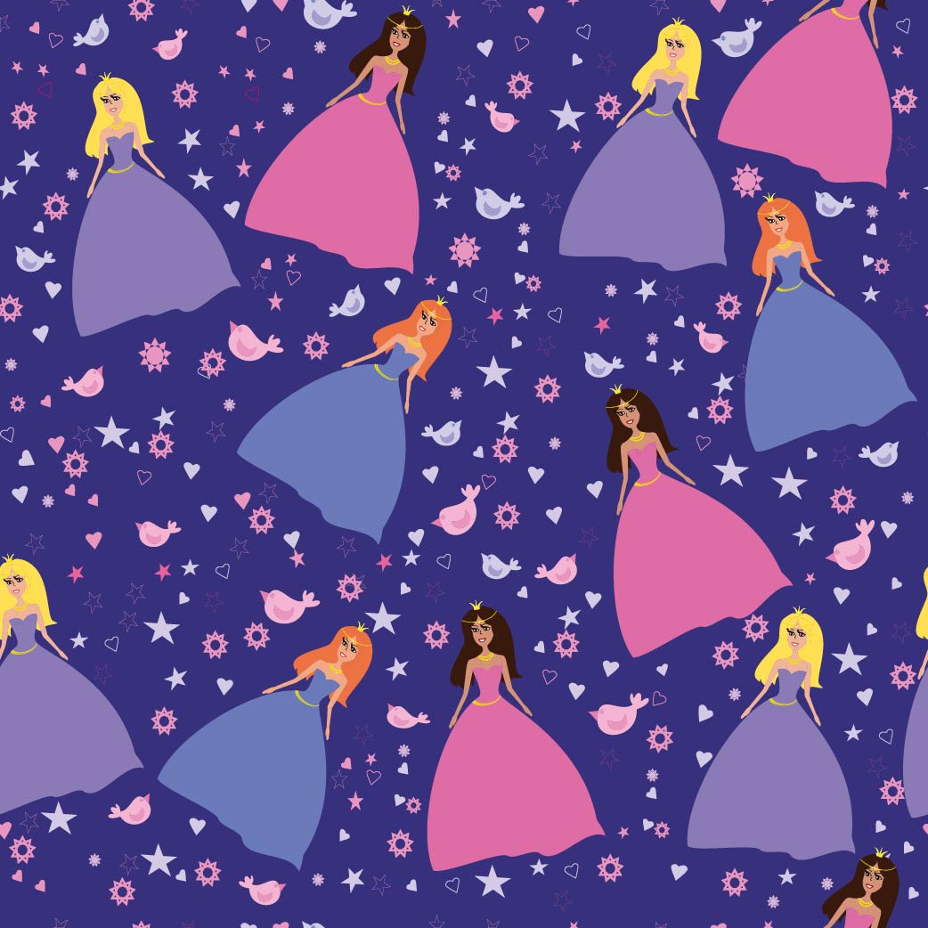 Pattern with princess for girl, a Pattern Graphic by Svetlana Voloshina