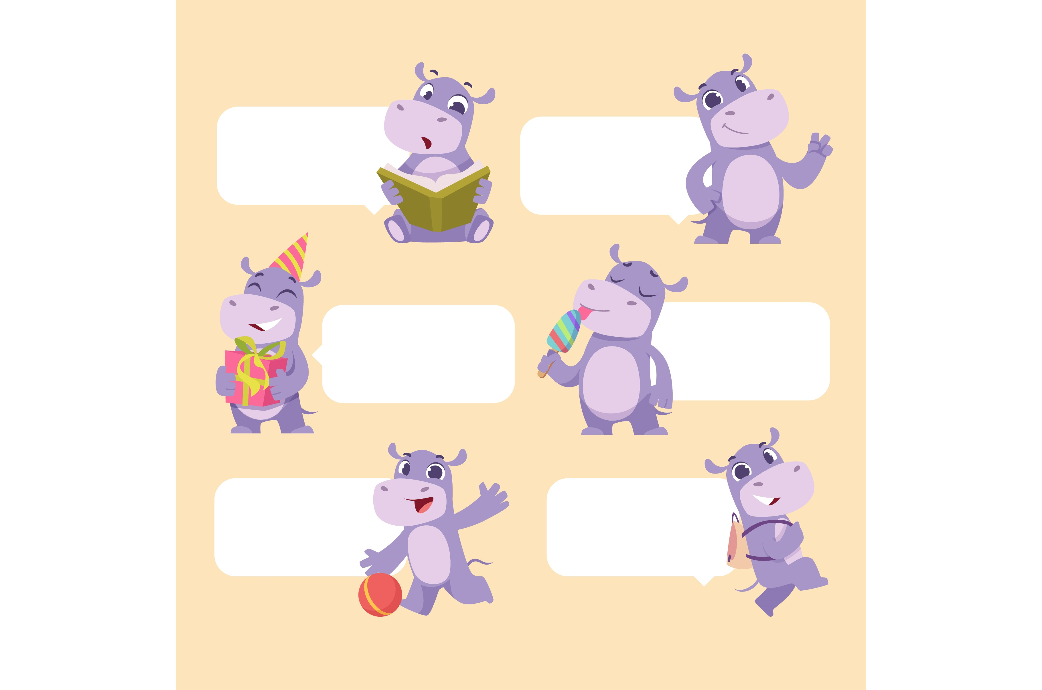 Hippo characters wild animal kids, a Graphic by Onyx
