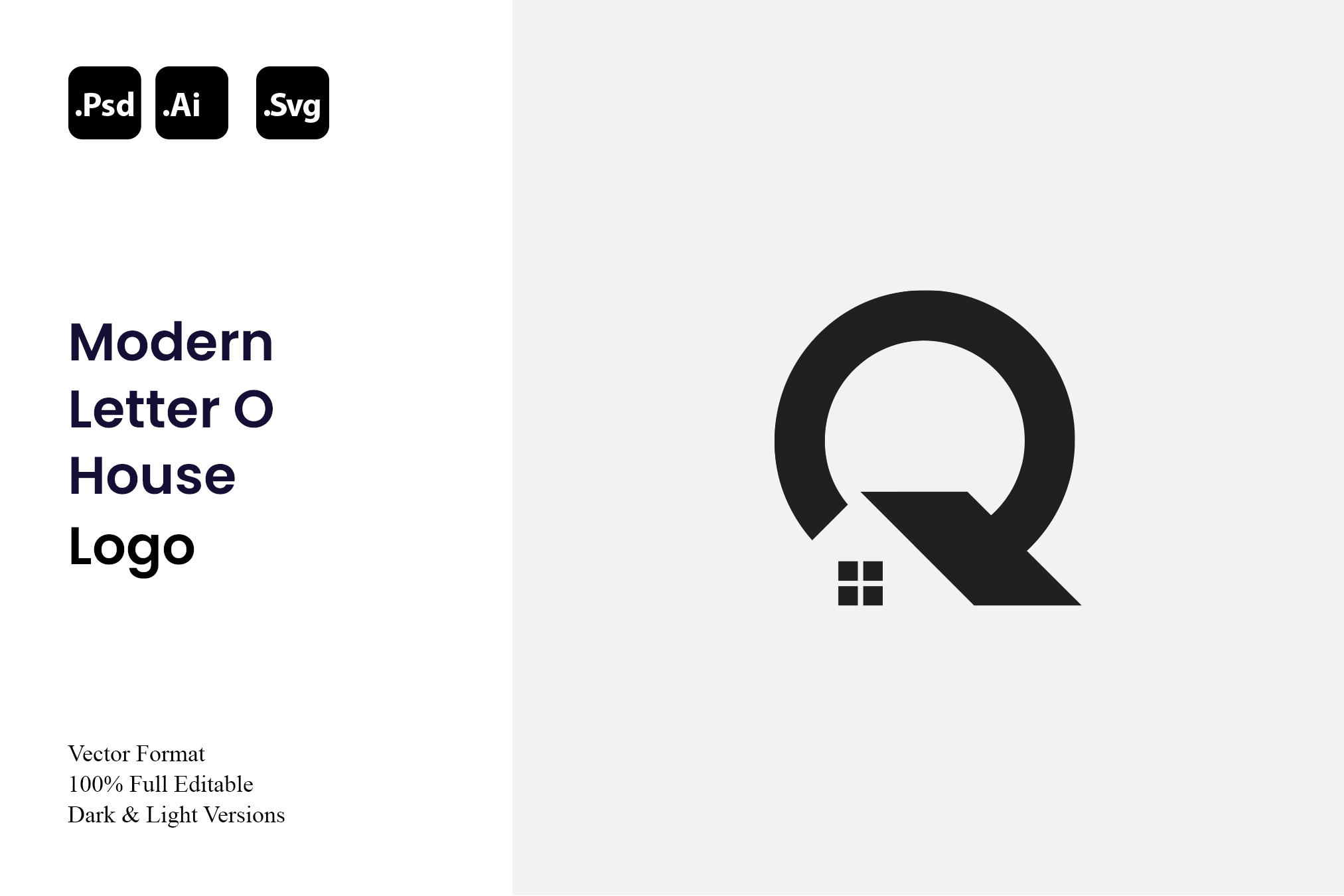 Modern Letter O House Logo