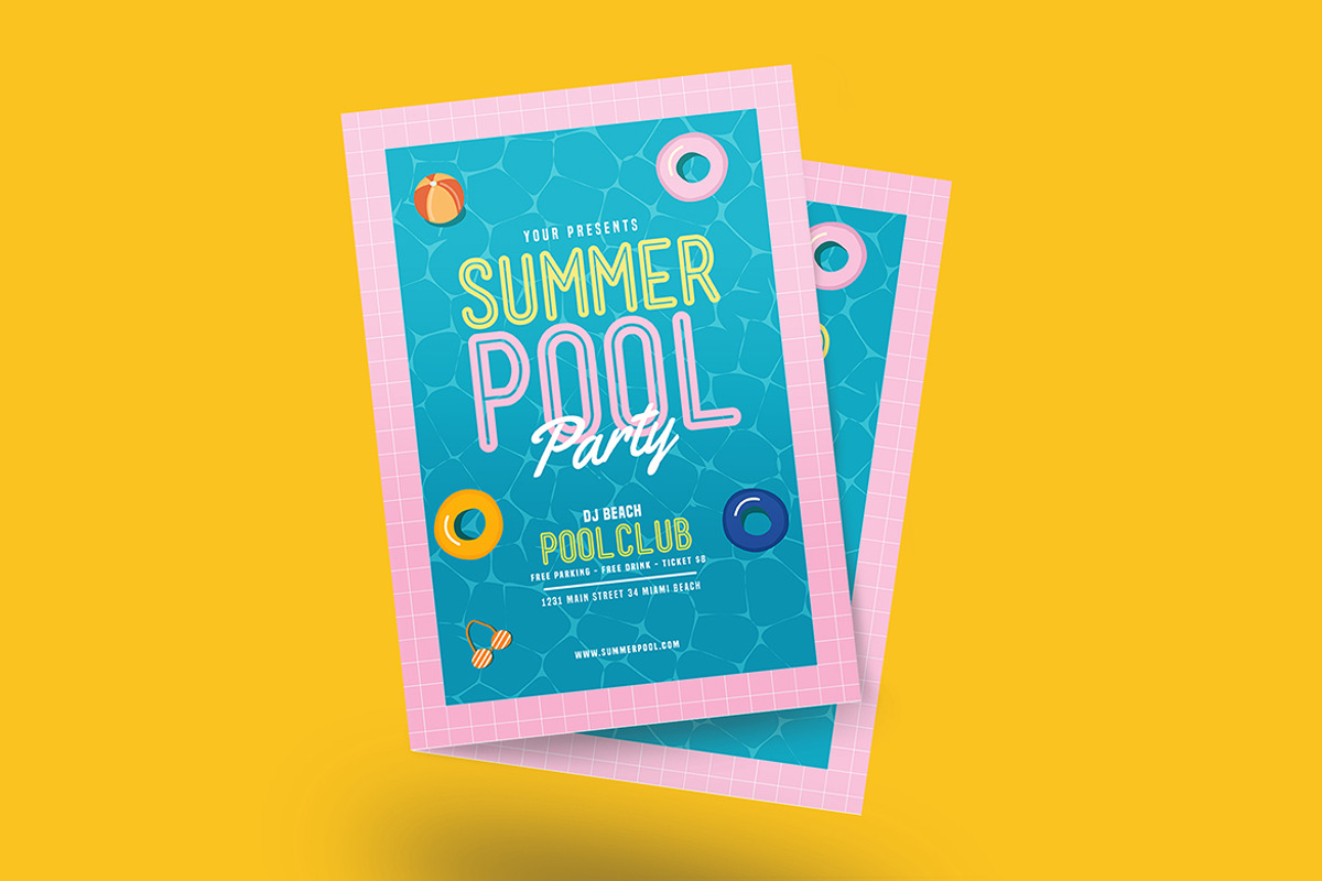 Summer Pool Party Flyer, a Flyer Template by Guuver