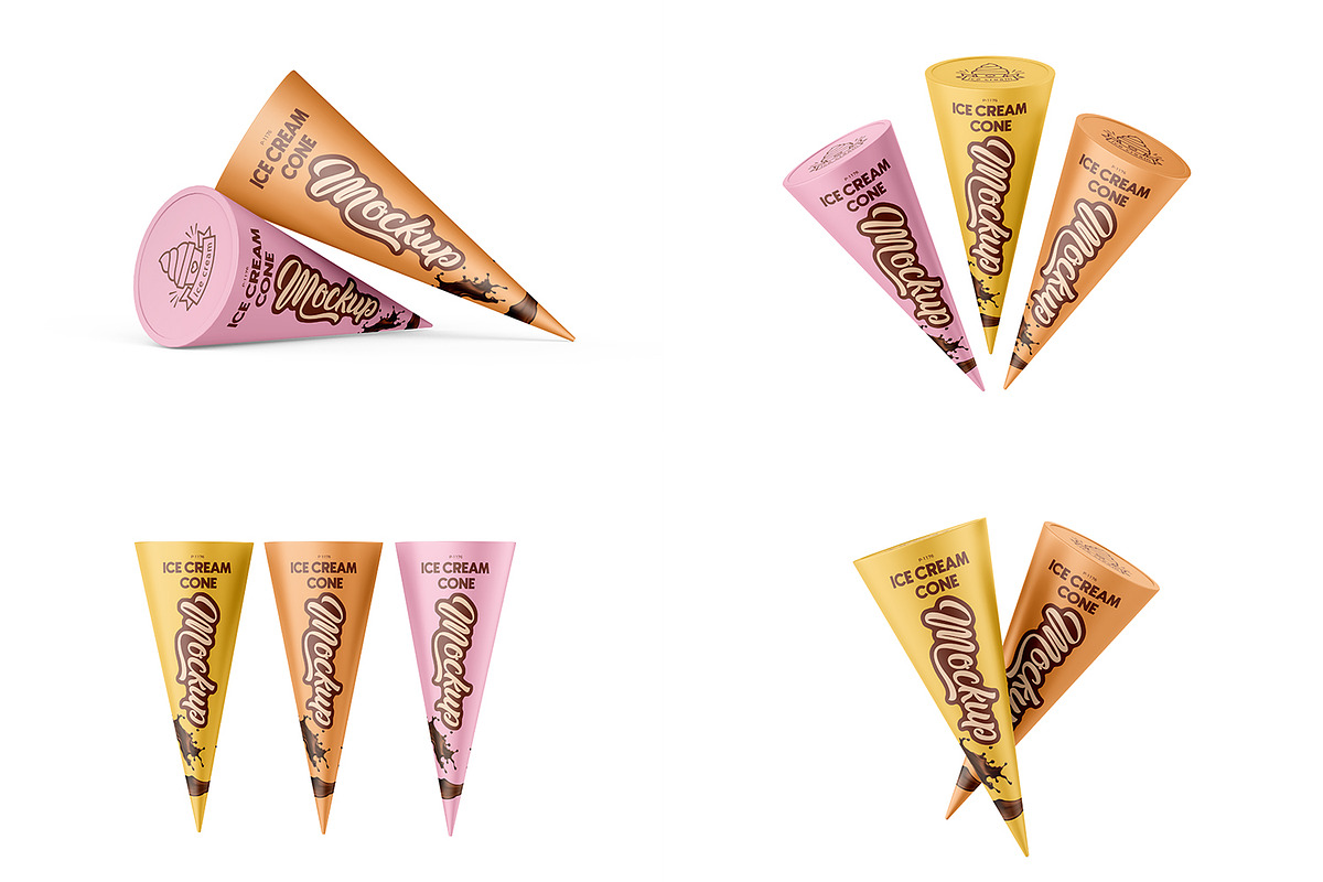 Realistic Ice Cream Cone Mockup, a Packaging Mockup by Ram Studio ...