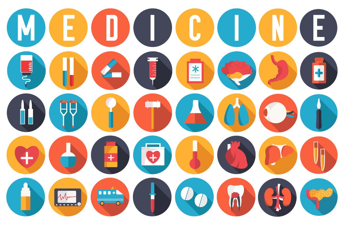 set of flat medical icons and organs, an Icon by LineTale