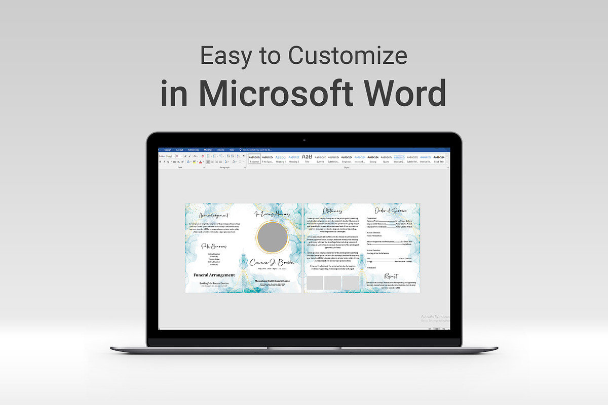 Turquoise Funeral Program Template, a Brochure Template by Designscozy ...