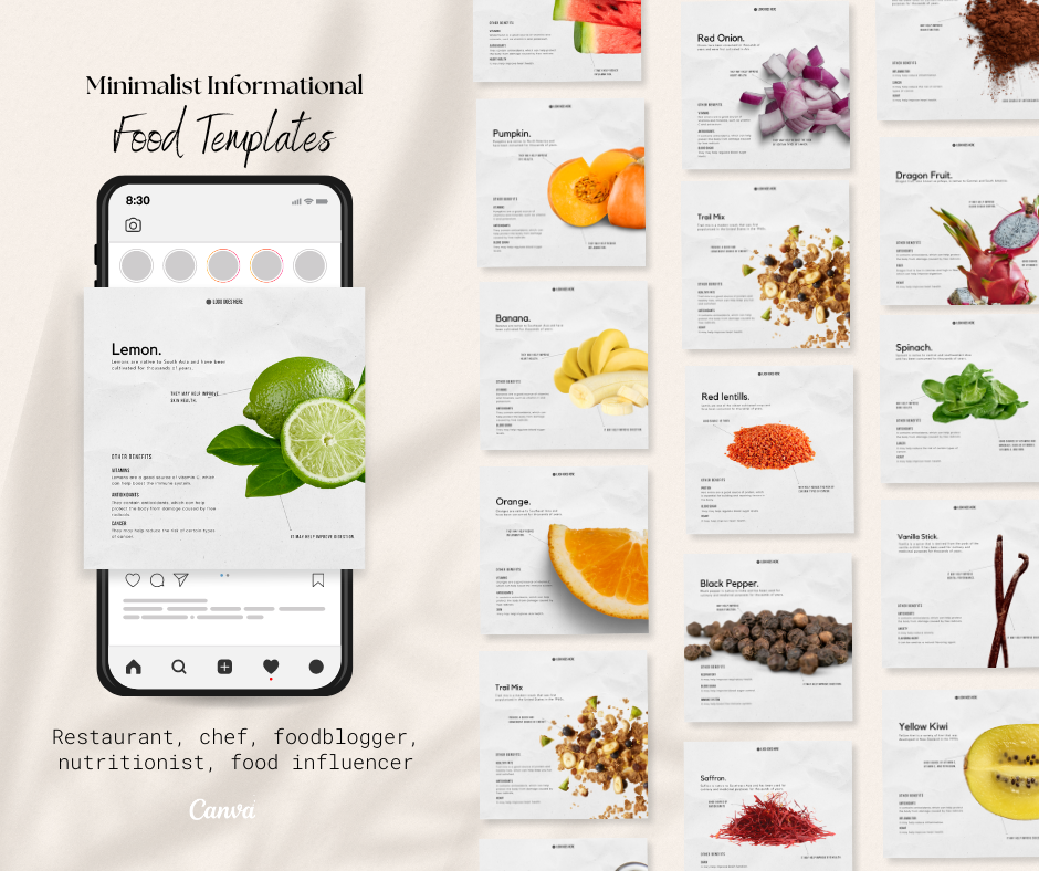 Blogger Food Ingredient Templates I Canva