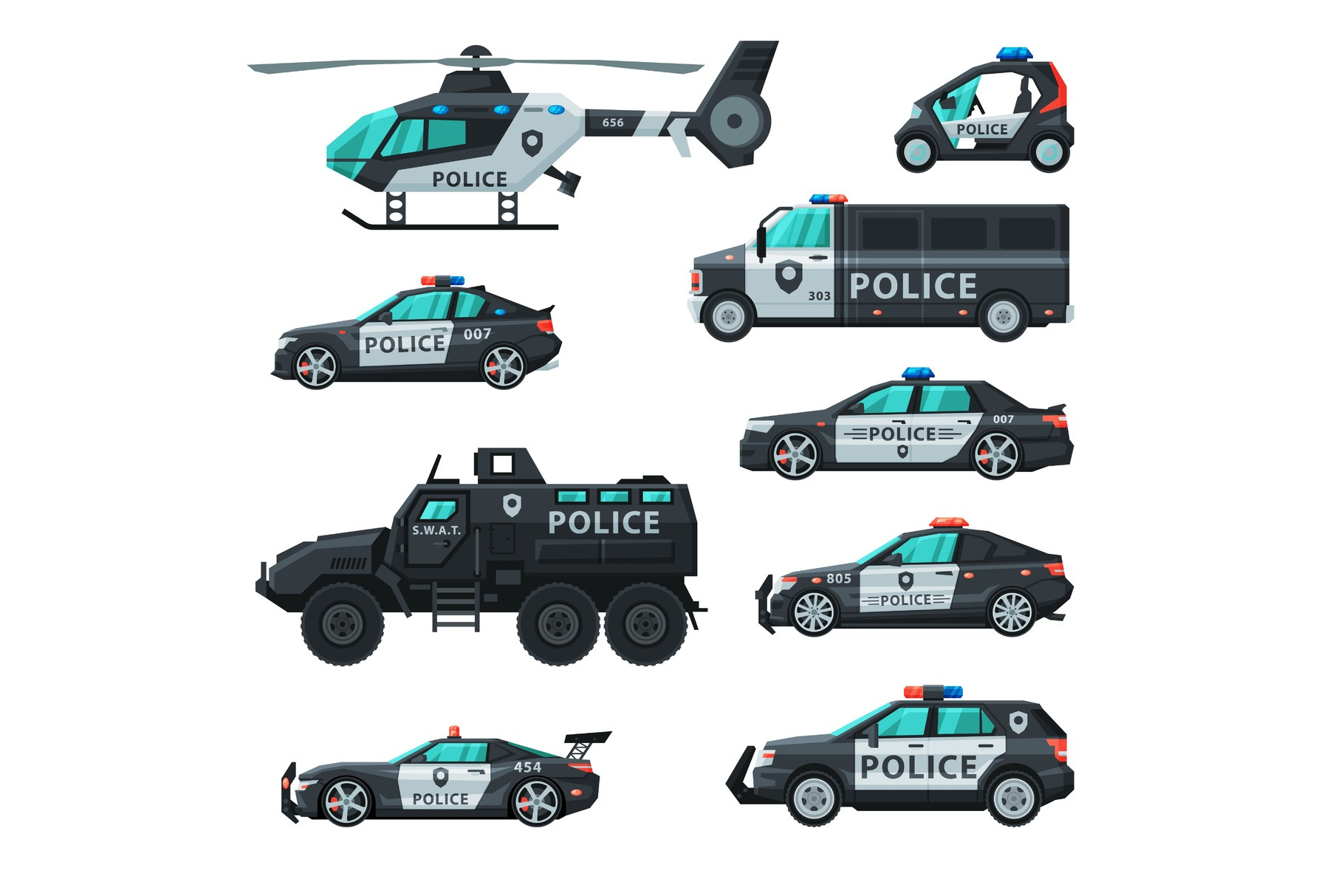 Police Vehicles Collection | Transportation Illustrations ~ Creative Market