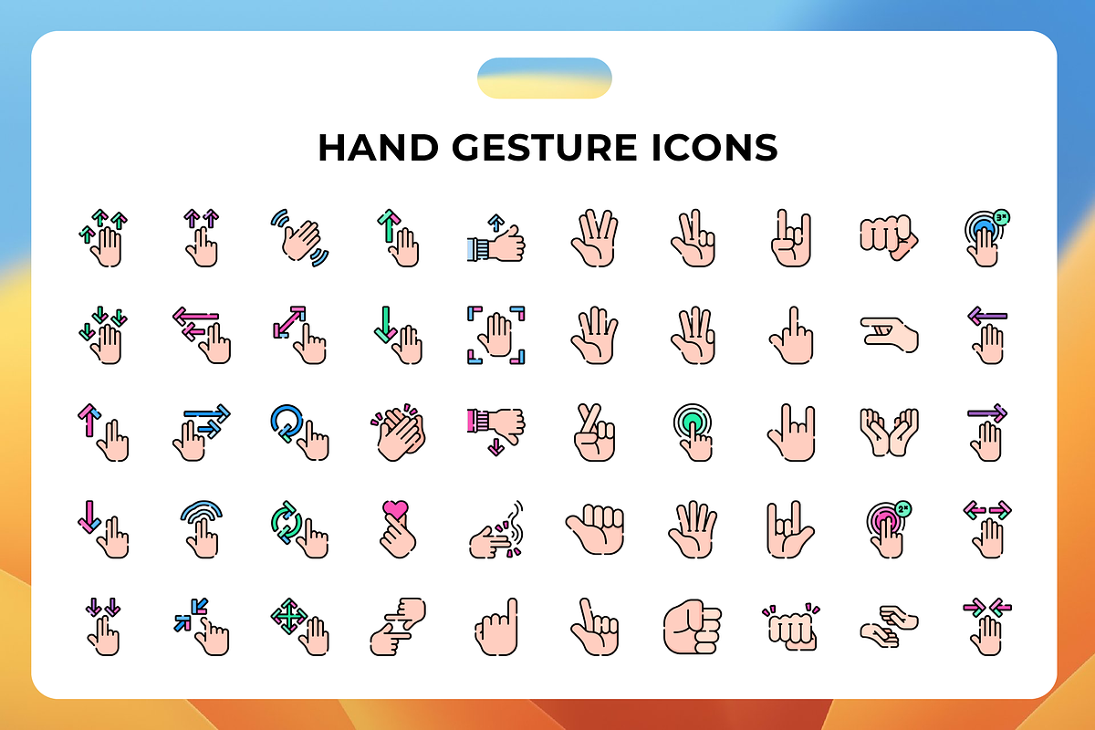 Hand Gesture Icons, an Icon by Wencory | Creative Market