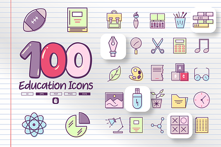 100 Education & School Icons, an Icon by Flat Icons