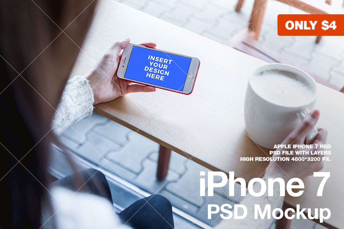 iPhone 7 RED PSD Mockup, a Product Mockup by StartMockups.com