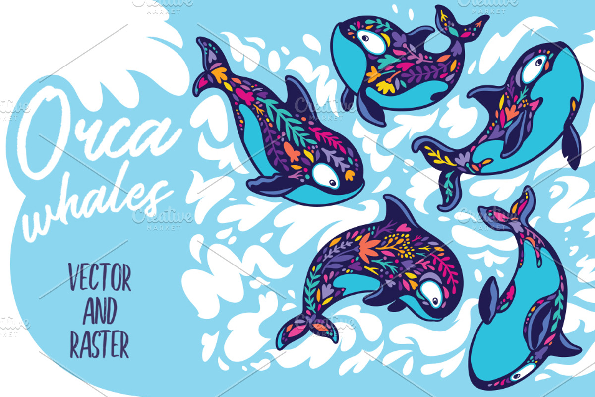 Orca Whales, a Pattern Graphic by PenguinHouse